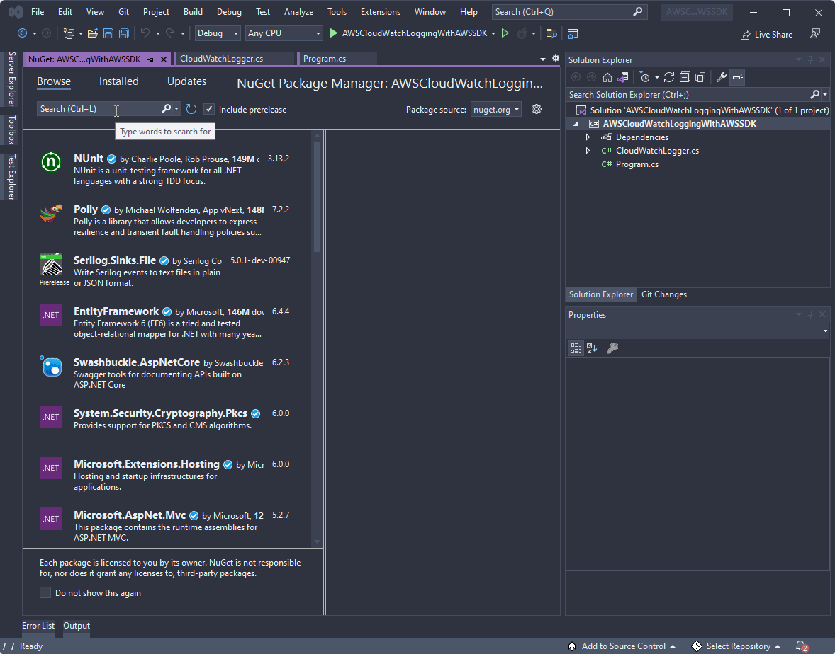 Logging .NET to AWS CloudWatch: Understanding the basics using AWS SDK