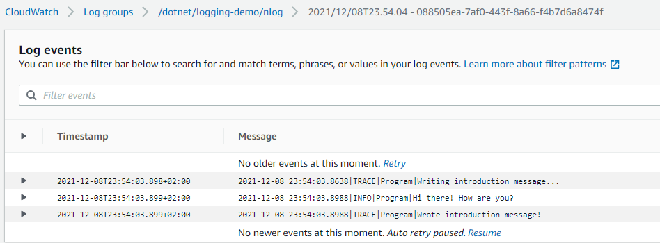 Logging .NET to AWS CloudWatch: Using NLog